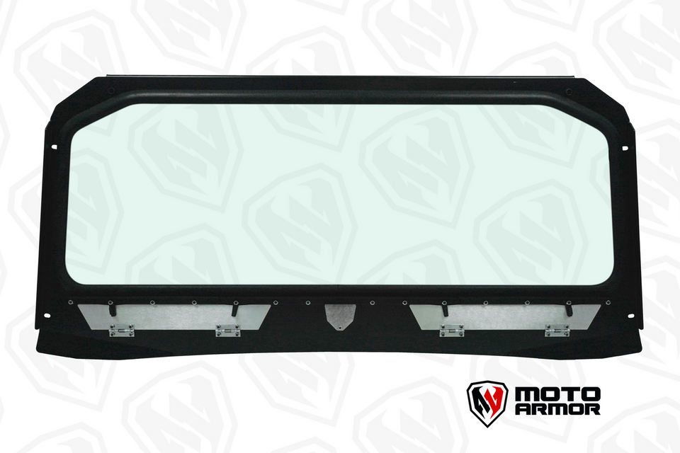 Vented Full Glass Windshield For Polaris General Black Moto Armor
