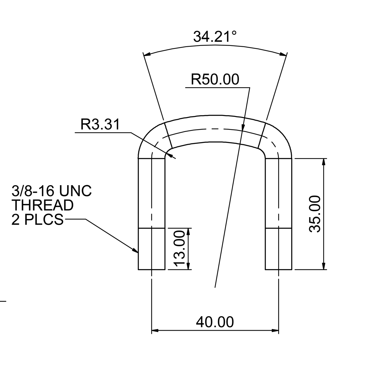U-Bolt Tie Down Kit (Kit includes 4 U-Bolt) - Westbrook Trailer Parts