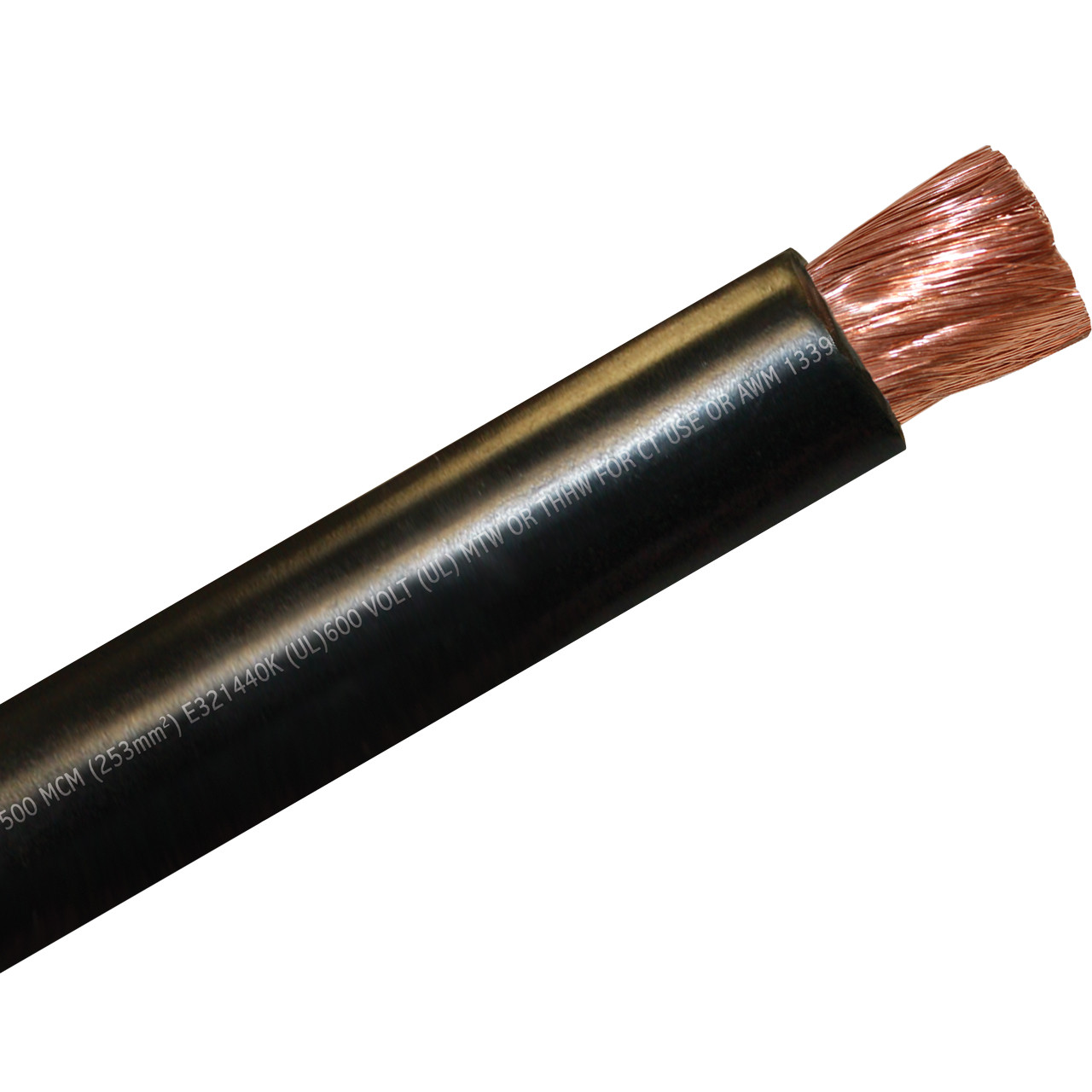 500 MCM Black Multi Listed Flexible Wire THHW / TEW / MTW / AWM / CT