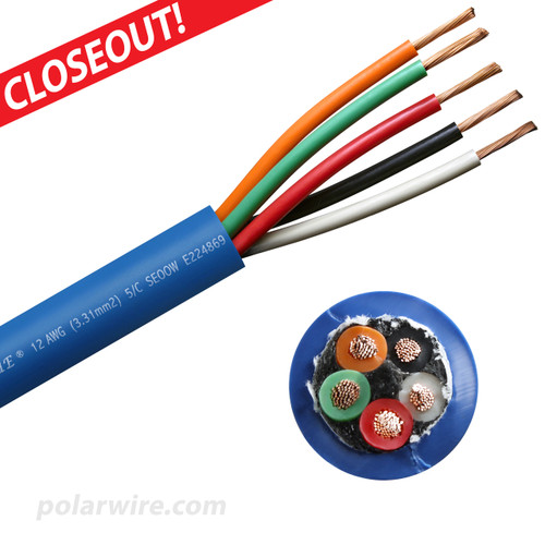 12 AWG 5 Conductor Arctic Ultraflex Power Cord 600V | Polar Wire