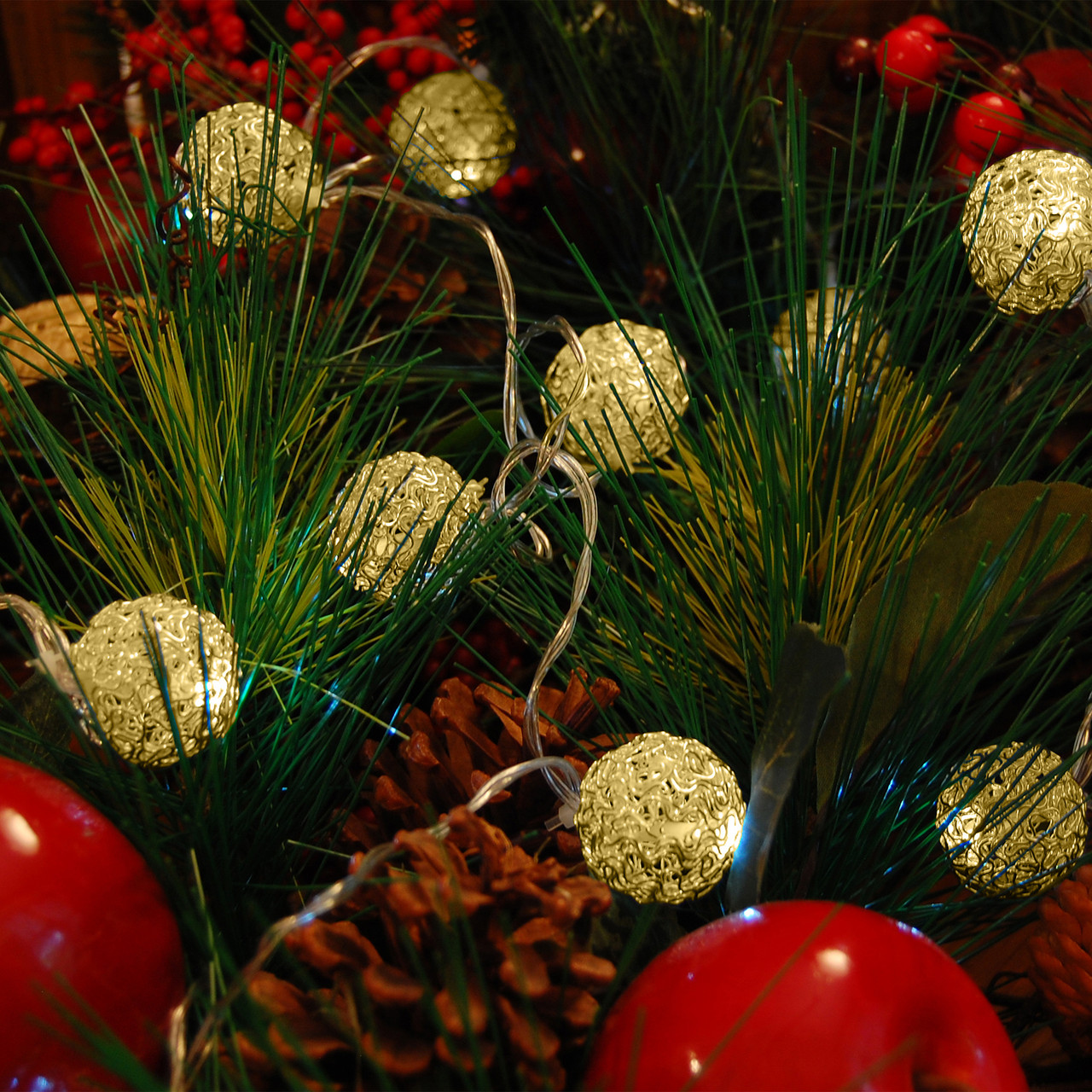Battery Operated String Lights with 20 Gold Balls - CeleBriteHome