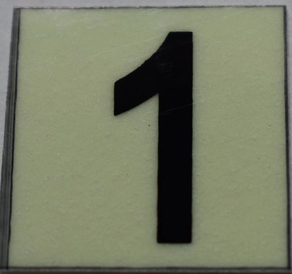 PHOTOLUMINESCENT DOOR NUMBER 1 SIGN (GLOW IN THE DARK HIGH INTENSITY ...