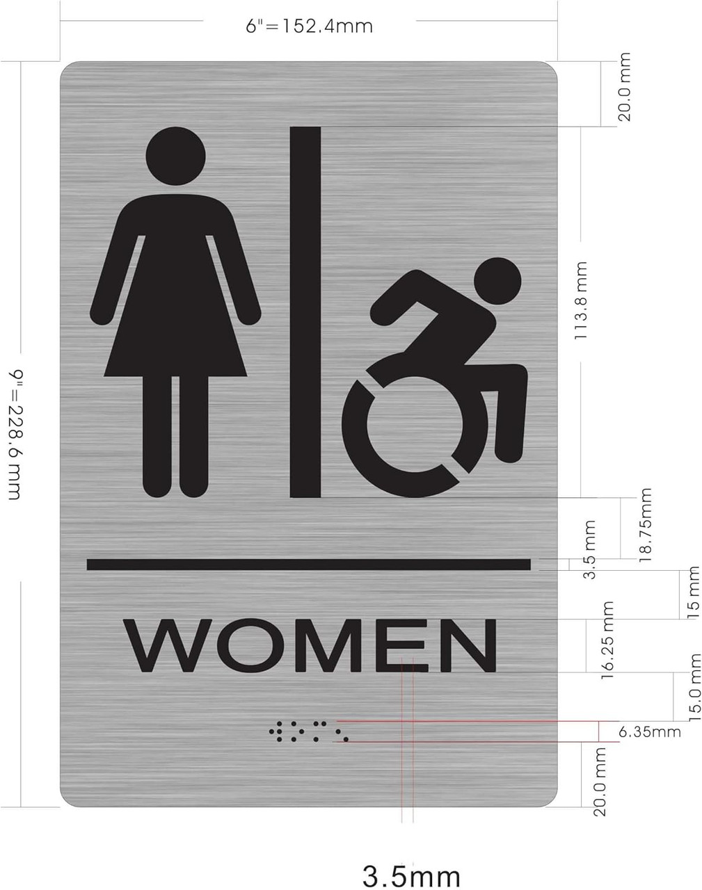 RESTROOM SIGN Tactile Graphics Grade 2 Braille Text with raised letters ...