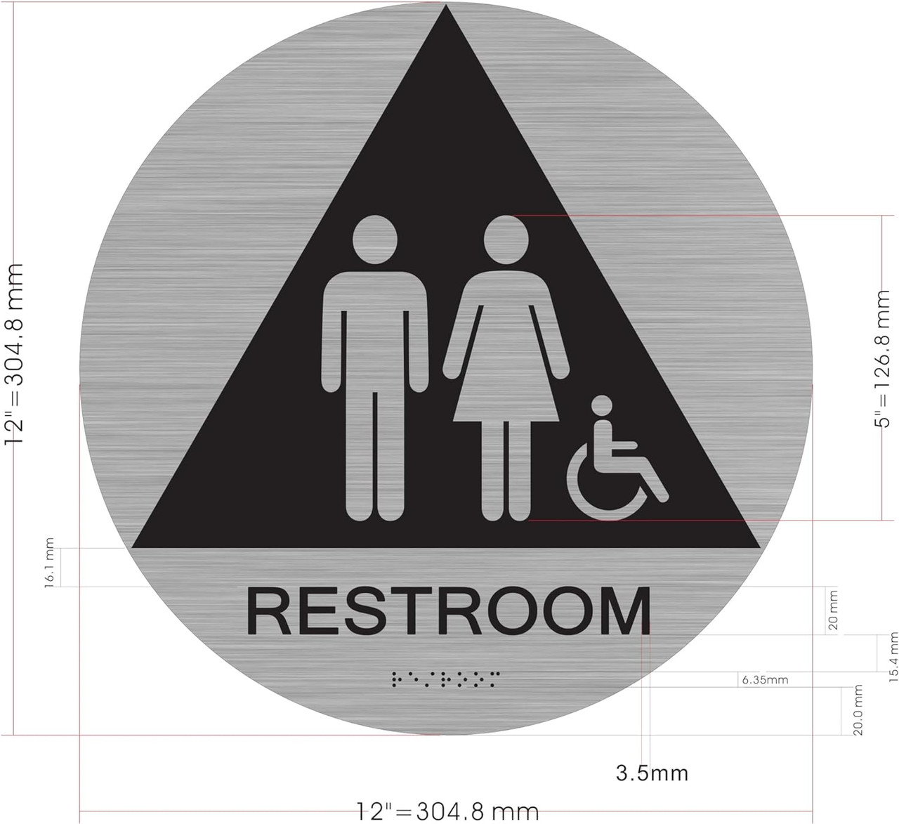 RESTROOM SIGN Tactile Graphics Grade 2 Braille Text with raised letters ...
