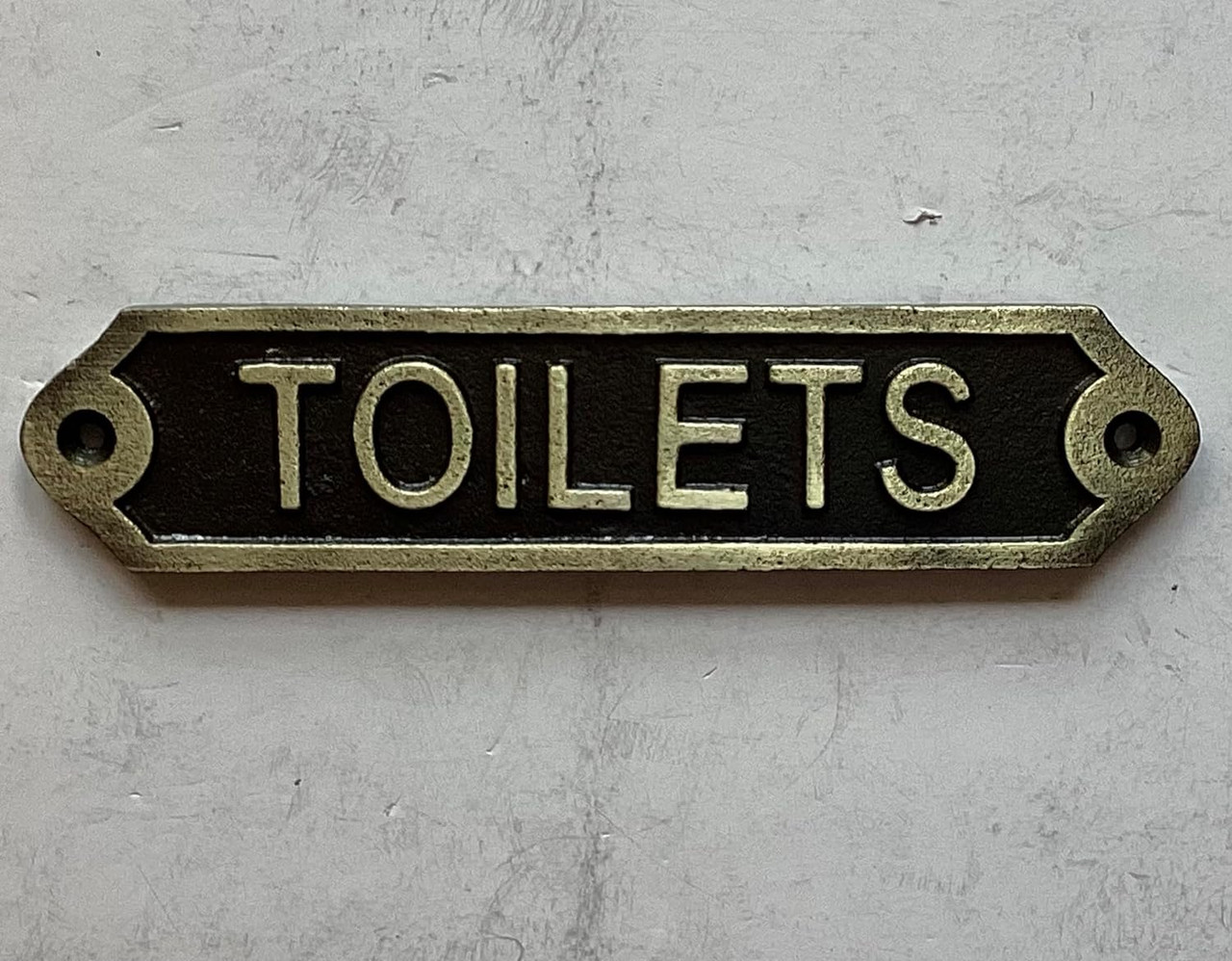 Cast Aluminium TOILET sign - restroom sign (Antique gold-brass, Size 6 ...