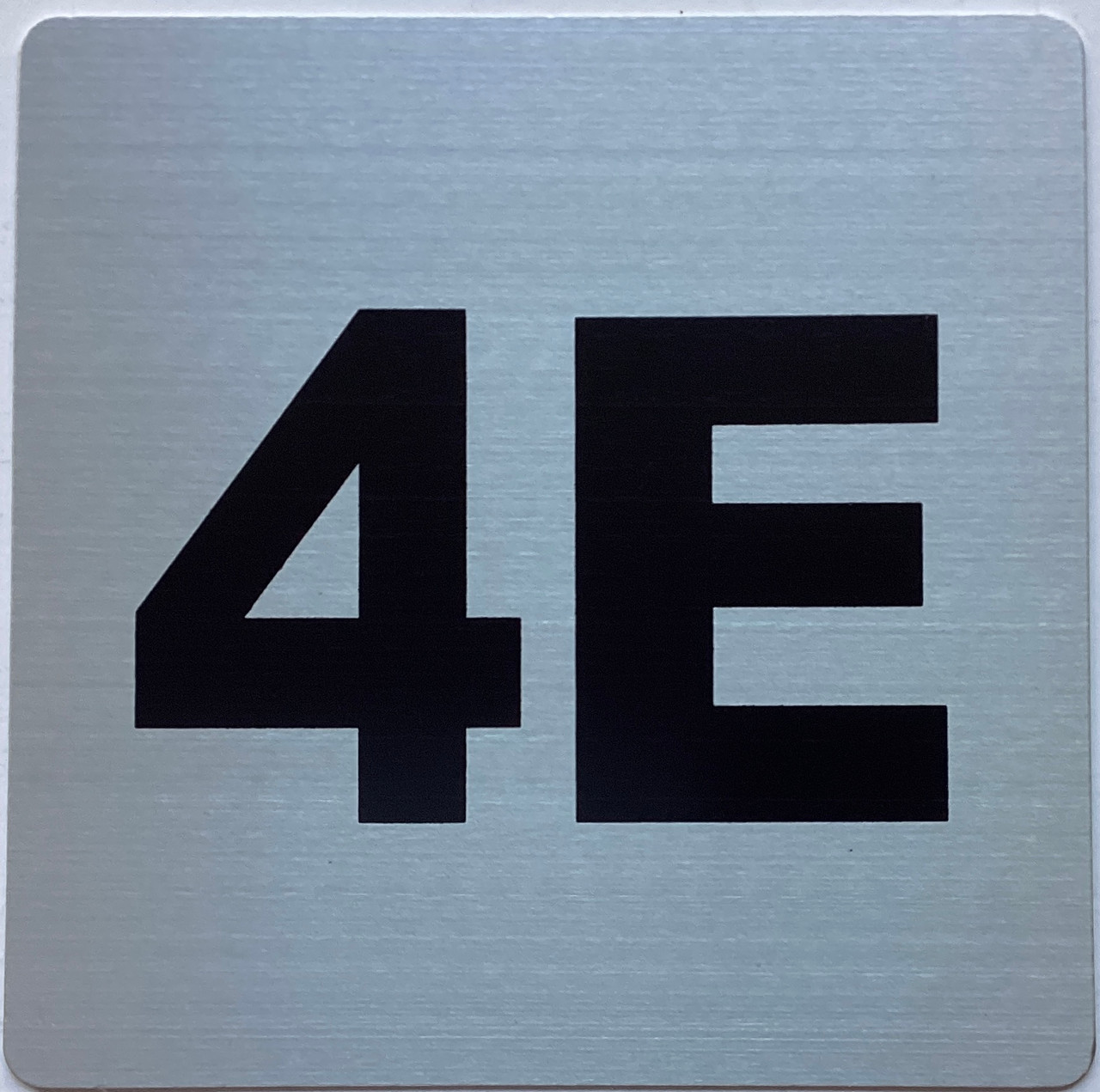 Apartment number 4E sign (4x4 inch, SILVER, double sided tape) - The ...