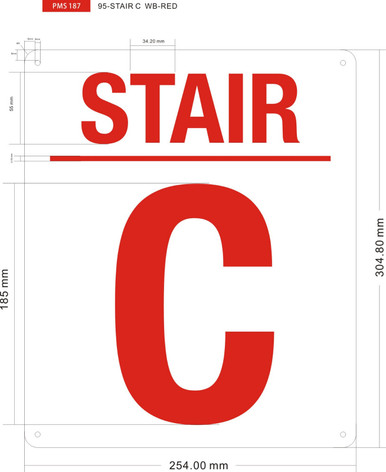 STAIR C SIGN (10x12,White,Aluminum) -ref21022 - ADA DOORBELL . COM
