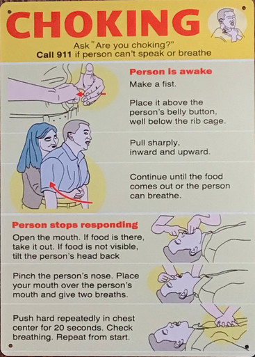 CHOKING POSTER SIGN(10X14,YELLOW,ALUMINUM) -ref16822 - ADA DOORBELL . COM