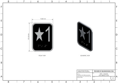 Elevator floor number Star 1 sign - Elevator Jamb Plate Star 1 Sign ...
