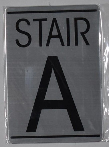 FLOOR NUMBER SIGN - STAIR A SIGN - BRUSHED ALUMINUM (ALUMINUM SIGNS 5 ...