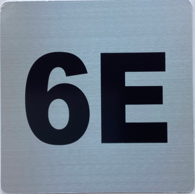 Apartment number 6E sign (4x4 inch, SILVER, double sided tape) - The ...