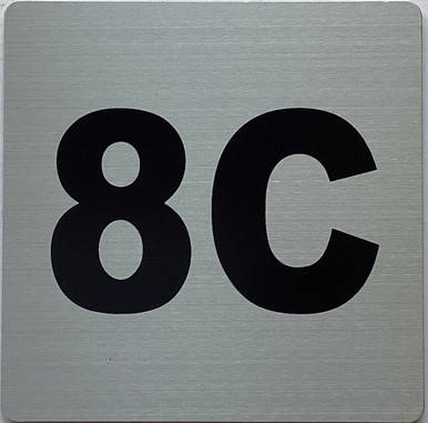 Apartment number 8C sign (4x4 inch, SILVER, double sided tape) - The ...