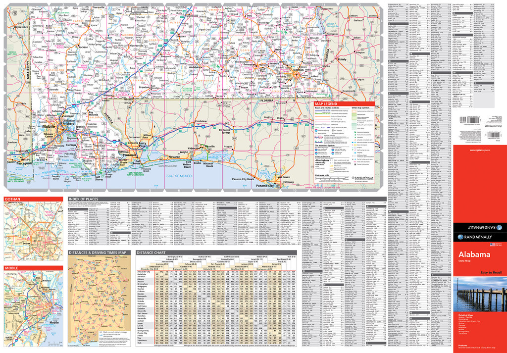 Rand McNally Easy To Read State Folded Map: Alabama