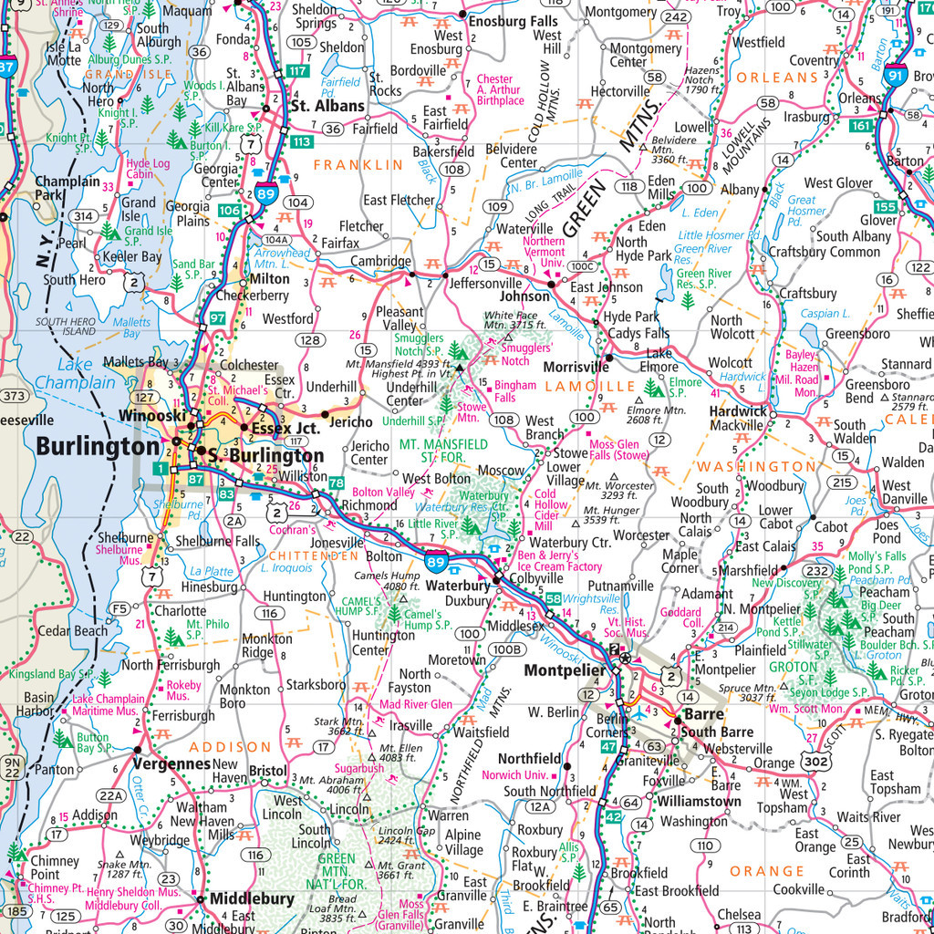 Rand McNally Easy To Read State Folded Map: New Hampshire, Vermont