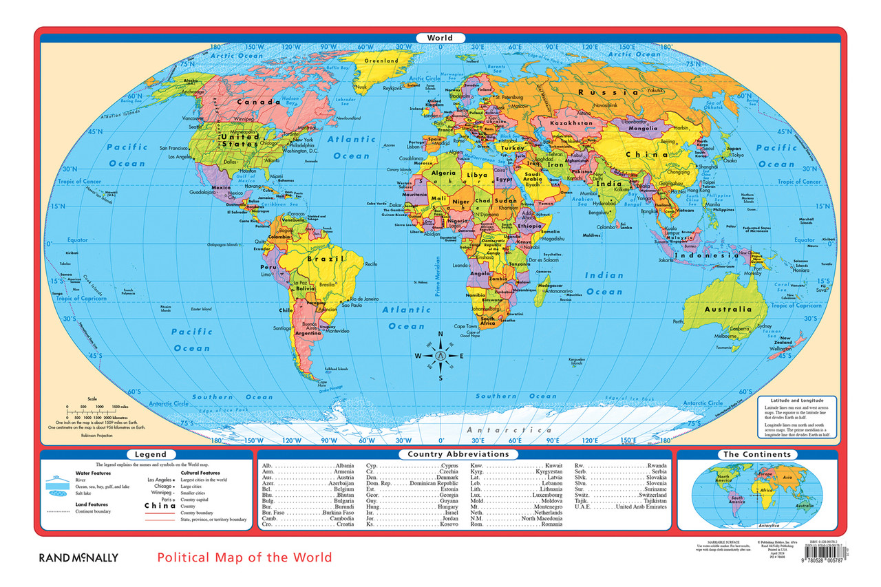 Political U.S./World Desk Map - Rand McNally Publishing