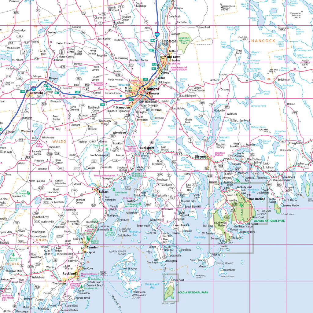 Large Detailed Roads And Highways Map Of Maine State With National