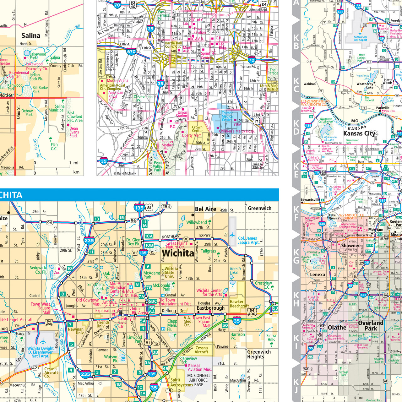 Large Detailed Roads And Highways Map Of Kansas State With Cities