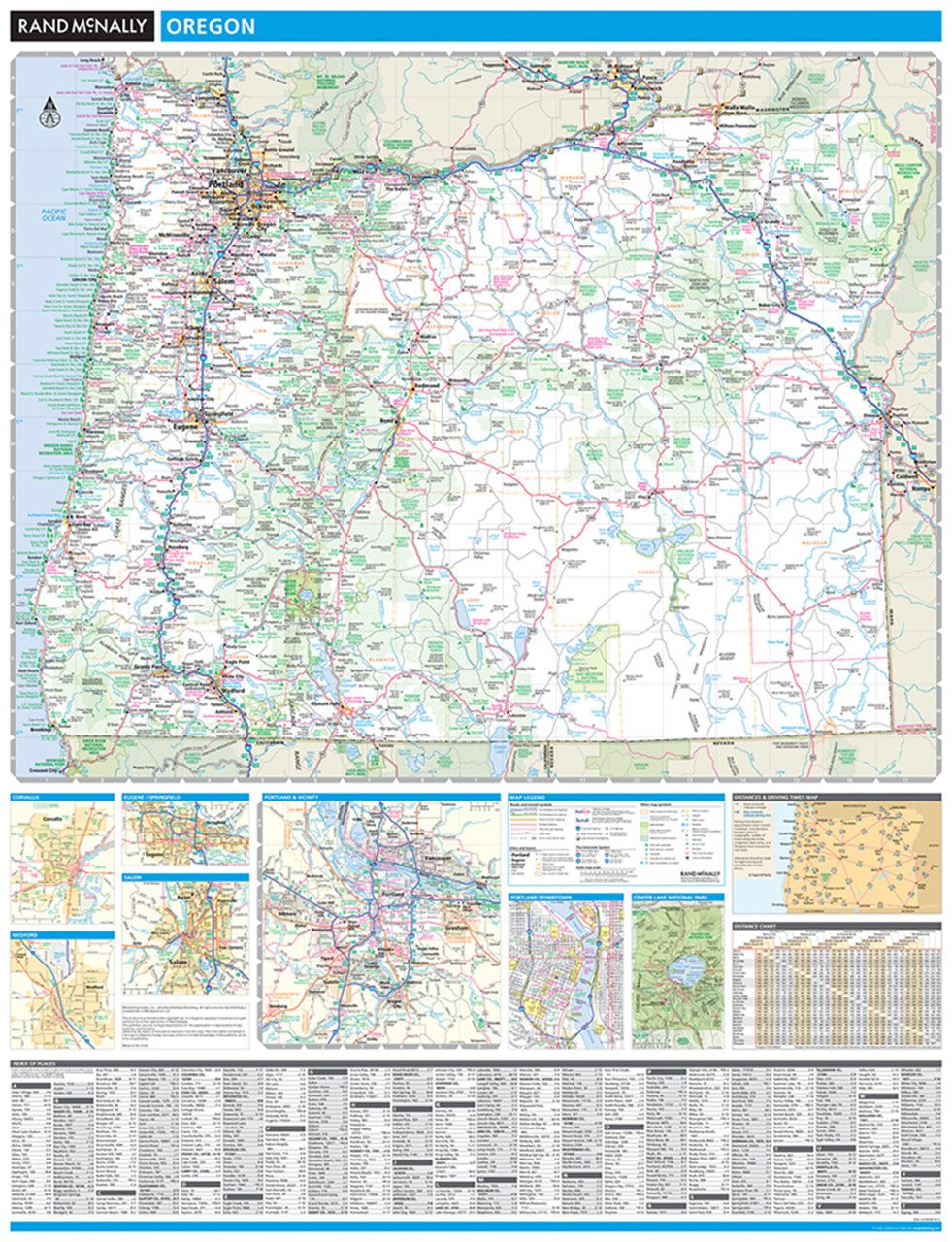 Rand McNally Oregon State Wall Map