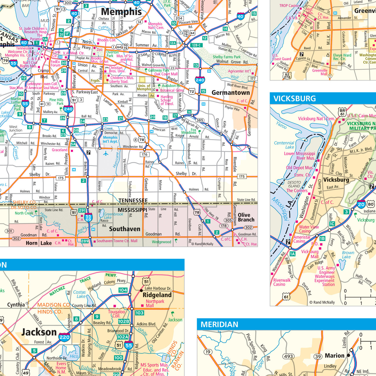 Large Detailed Roads And Highways Map Of Mississippi State Detailed