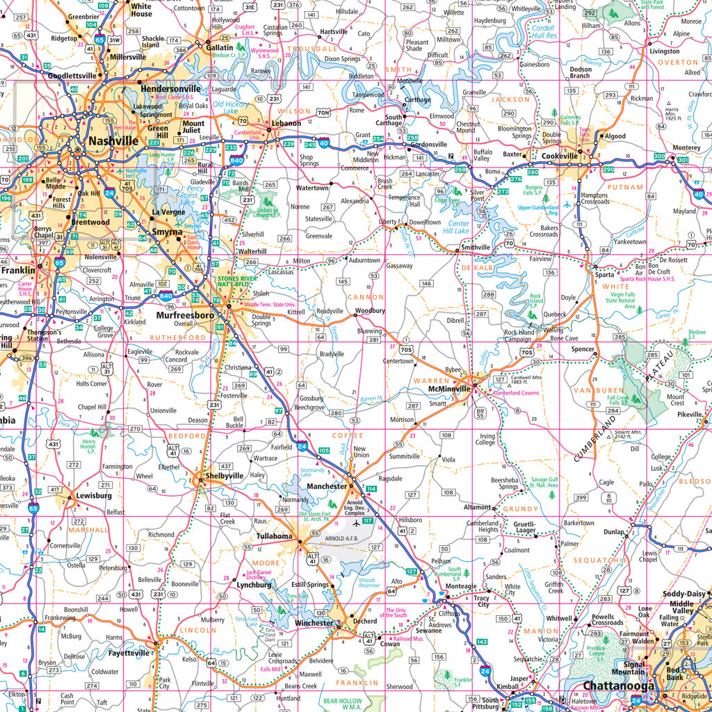 Rand McNally Easy To Read State Folded Map: Tennessee
