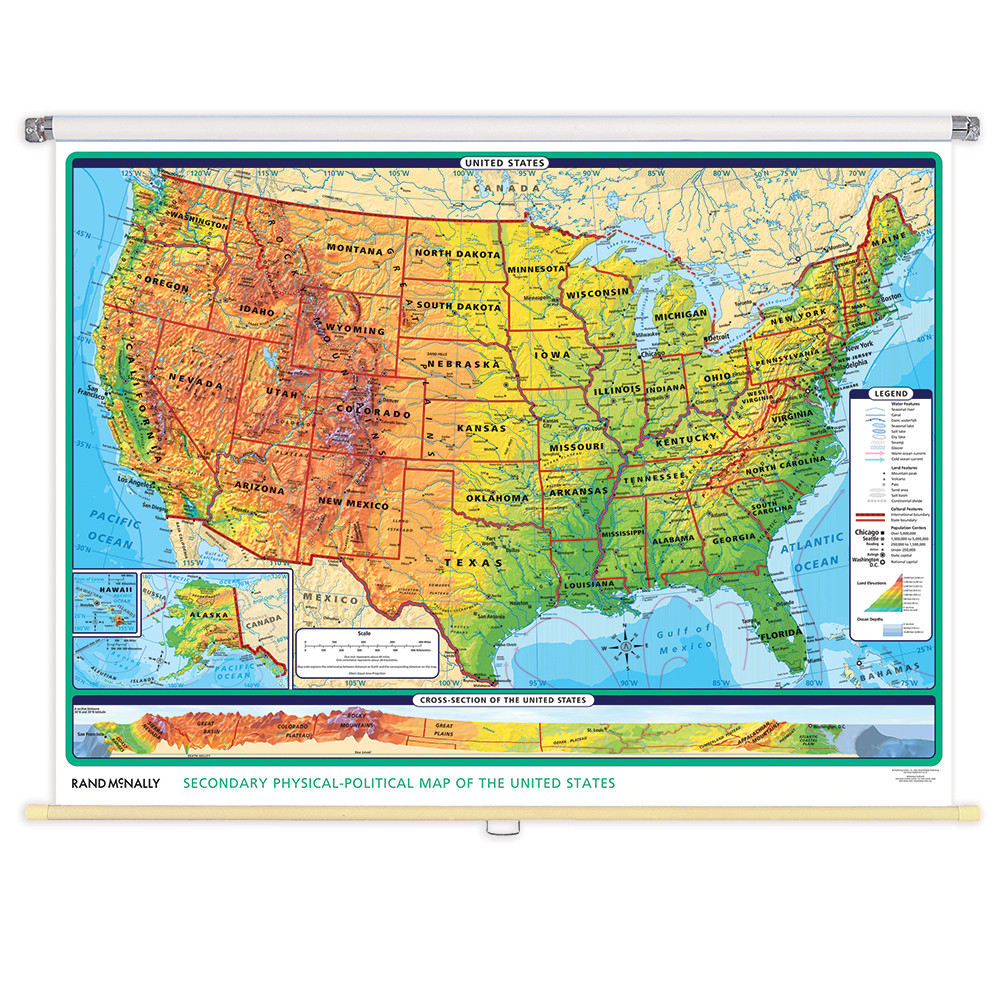 Secondary Physical-Political World & US 2 Map Set