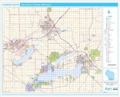 Champion Lake Geneva Wall Map