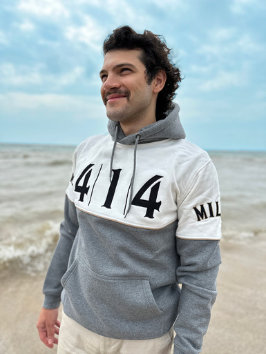 Men's 414 Grey and White Hoodie