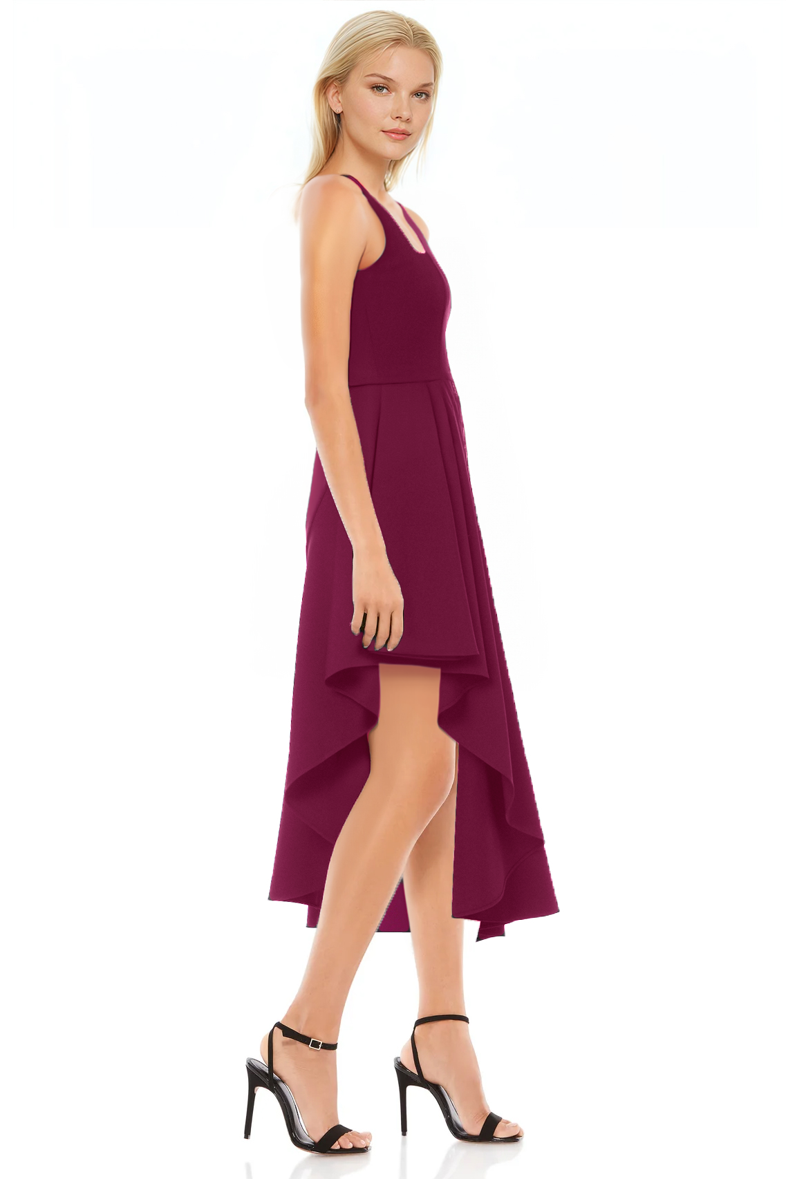 Allison High Low Side Ruffle Dress by Badgley Mischka