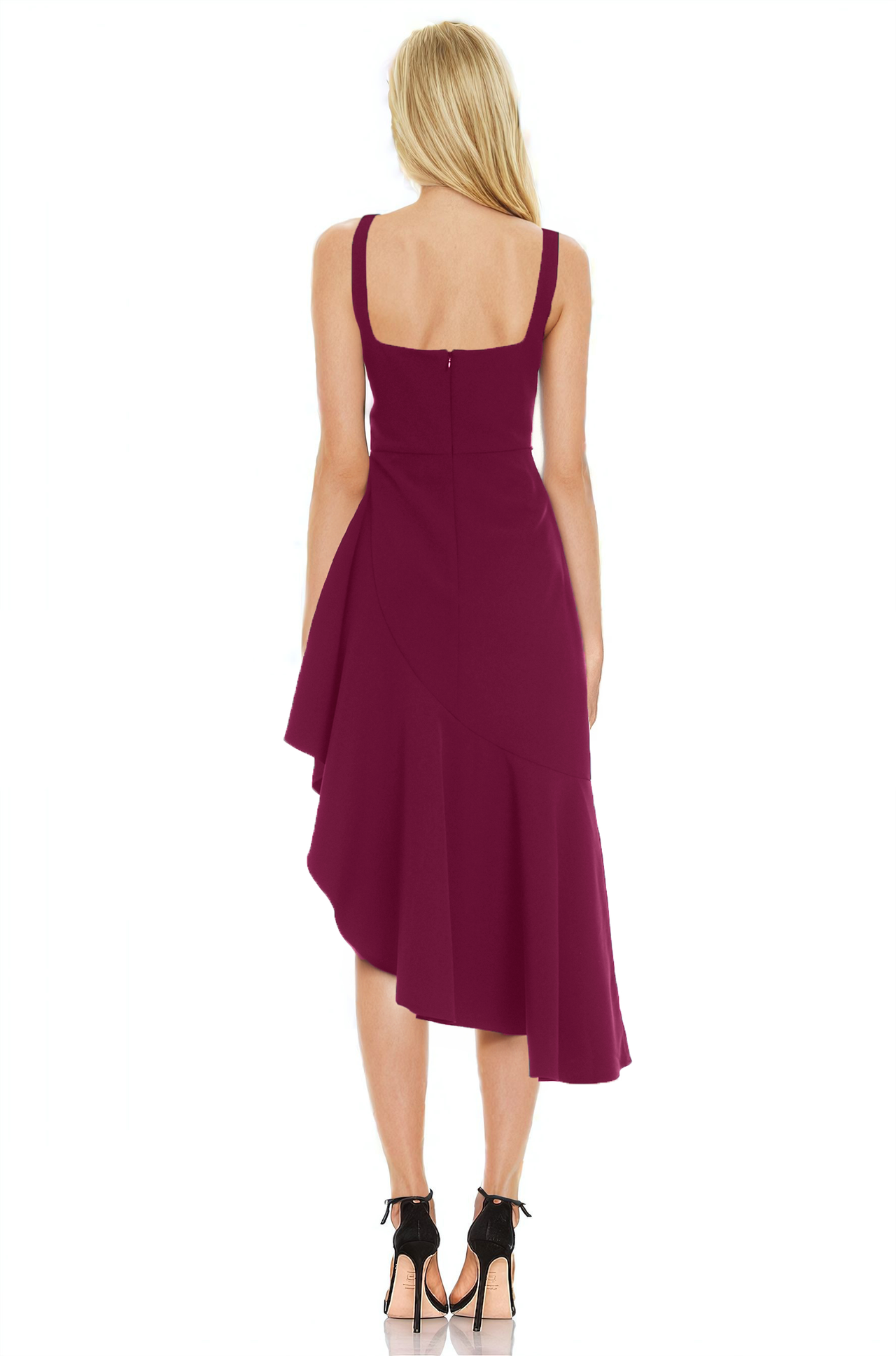 Allison High Low Side Ruffle Dress by Badgley Mischka