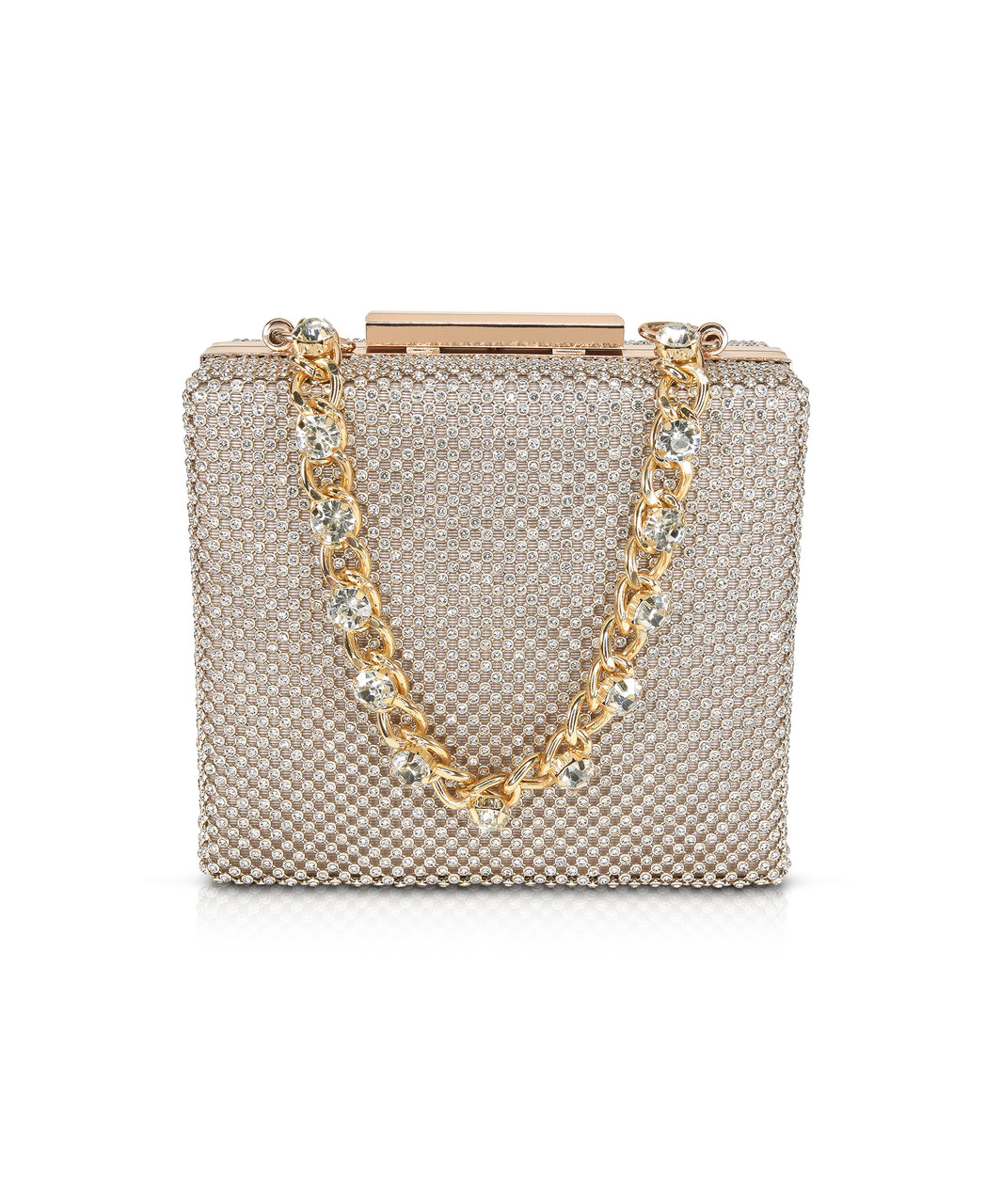 Katie Crystal Mini Box Clutch with Rhinestone Inset Chain by Badgley ...