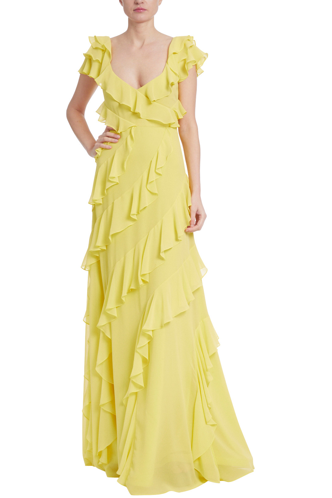 Cascading Ruffles Maxi Gown by Badgley Mischka