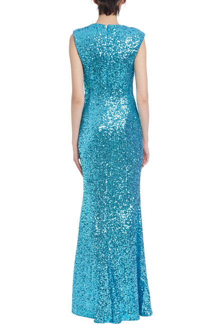 Turquoise Sequined Mermaid Gown by Badgley Mischka