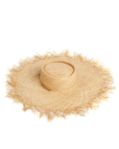 Oversized Floppy Straw Hat with Frayed Edges