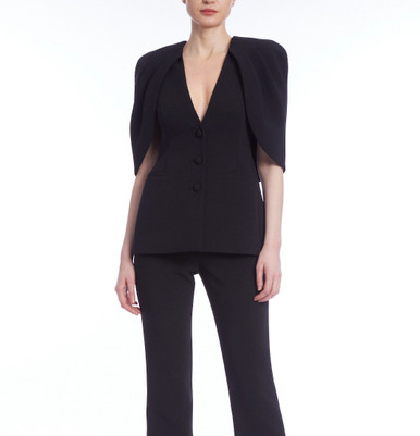 Structured Crepe Cape Jacket by Badgley Mischka
