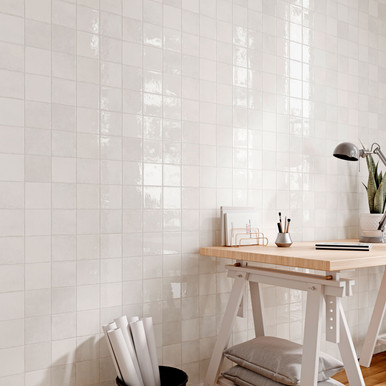 Pixel White Glossy Square Wall Tile – 10x20cm | Ark Tiles