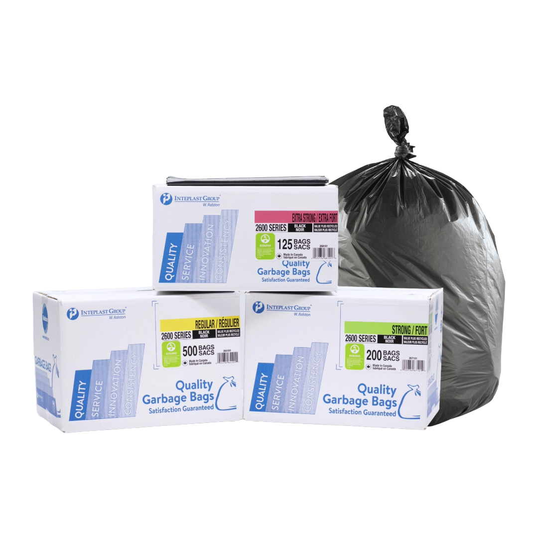 GARBAGE BAGS 26 IN X 36 IN EXTRA STRONG BLACK 125/CS, 2600 VALUE PLUS ...