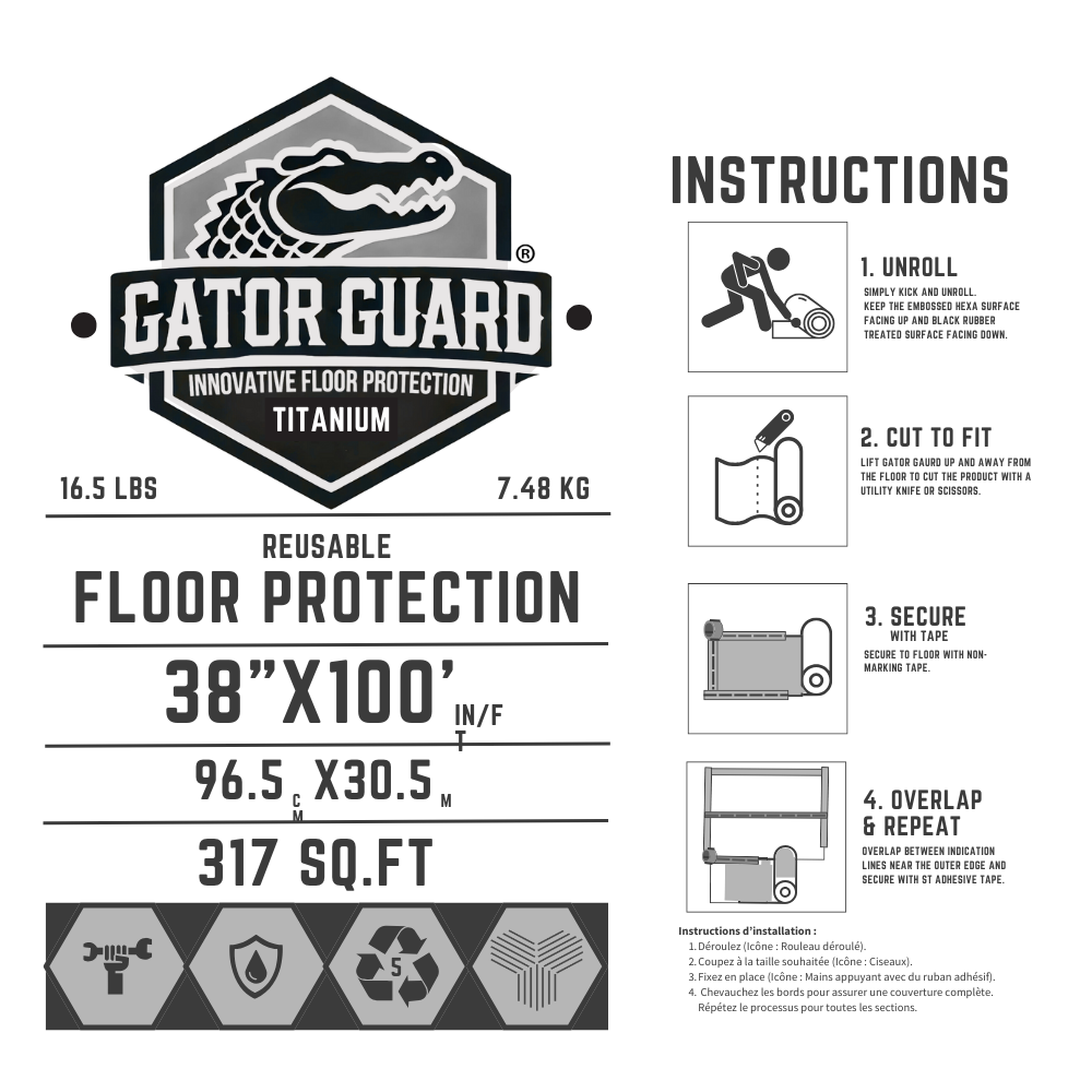 GATOR GUARD TITANIUM 38 IN X 100 FT PROTECTIVE FLOOR COVERING - Safety ...