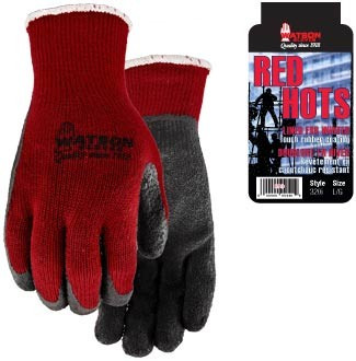 WATSON RED HOTS POLY COTTON GLOVE THERMAL LINER SZ LG ( WHITE CUFF ...