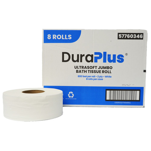 DURAPLUS 2-PLY JUMBO ROLL TOILET TISSUE 600 FT X 8 ROLLS - Safety Express