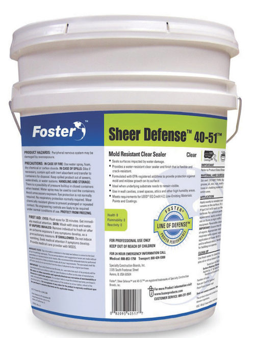 FOSTER 40-51 MOLD RESISTANT COATING CLEAR 5 GAL - Safety Express