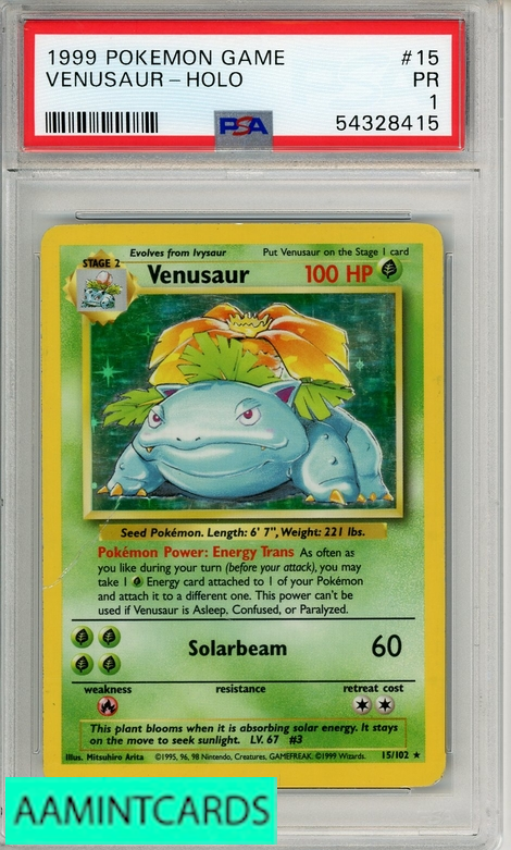 1999 POKEMON GAME VENUSAUR-HOLO #15 PSA 1 PR 54328415 - AA Mint Cards