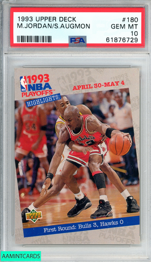 1993 UPPER DECK MICHAEL JORDAN STACEY AUGMON #180 HOF PSA 10 GEM MT ...