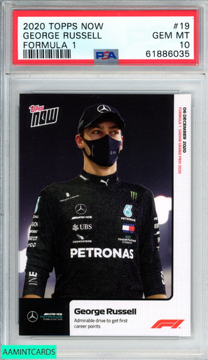 2020 TOPPS NOW FORMULA 1 GEORGE RUSSELL #19 ROOKIE RC PSA 10 GEM MT ...