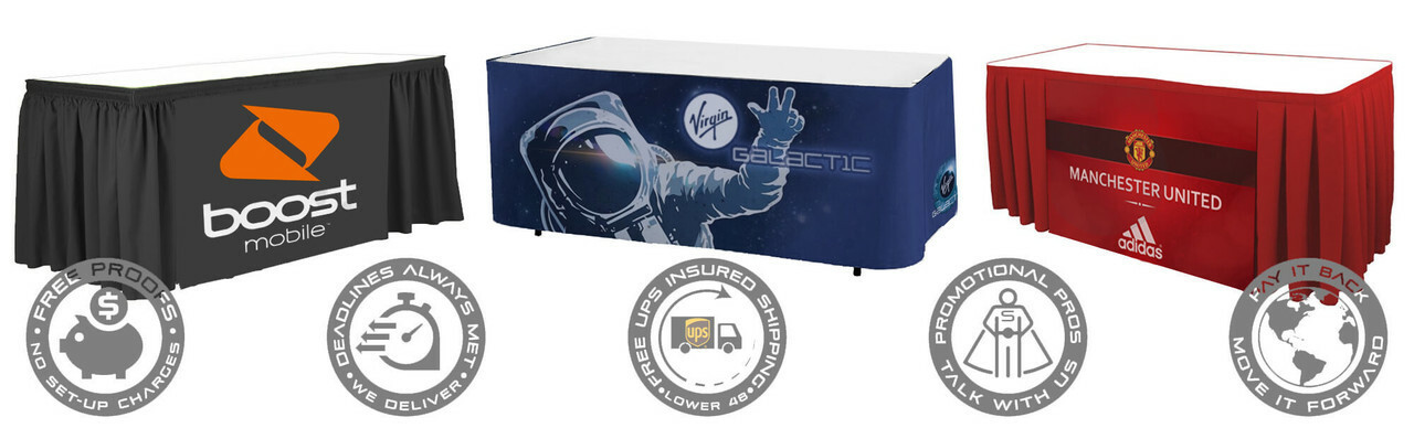 Custom Table Skirting | Printed in Your Brand Colors With Your Logo or ...