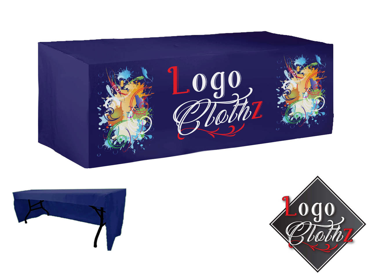 8' Fitted Table Cover | Front Panel Imprint | Logoclothz