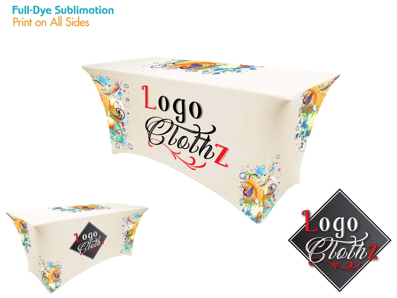 4' Stretch Table Cover With Logo - Dye Sublimation Printed