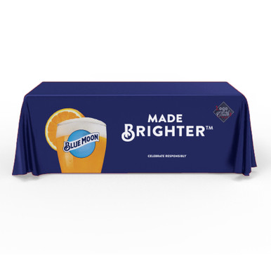 Wrinkle-Free Full Color Logo Table Throw – 6ft Custom Printed Tablecloth