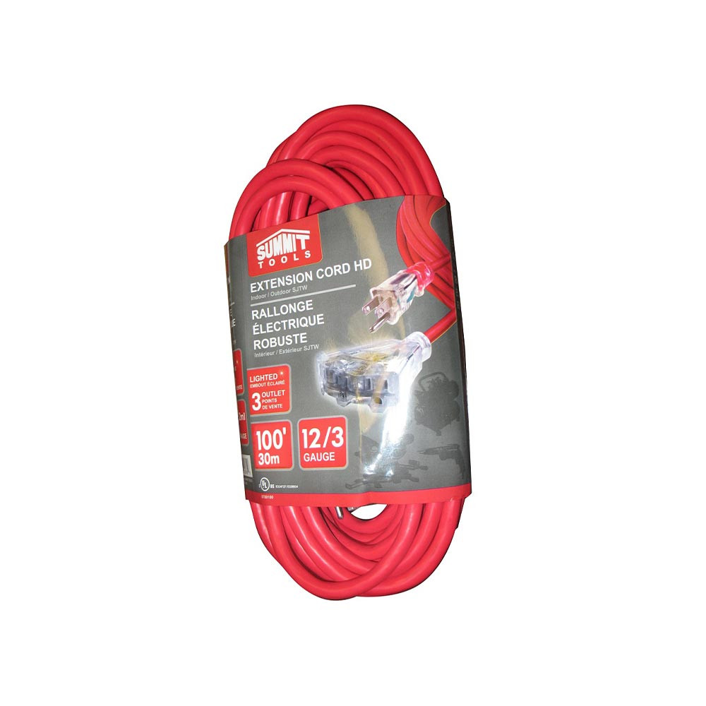 Summit Tools 100' 12/3 GA All-Weather Tri Tap Extension Cord | Troxten