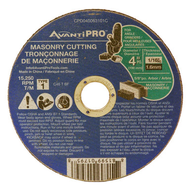 AvantiPRO 4" x 1/16" x 5/8" Masonry Cut Off Disc | Troxten