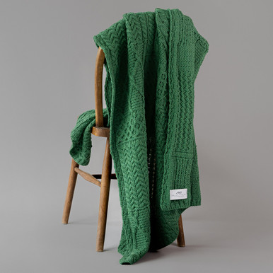 Authentic Irish Aran Patchwork Knit Throw - Isles Of Aran Blanket